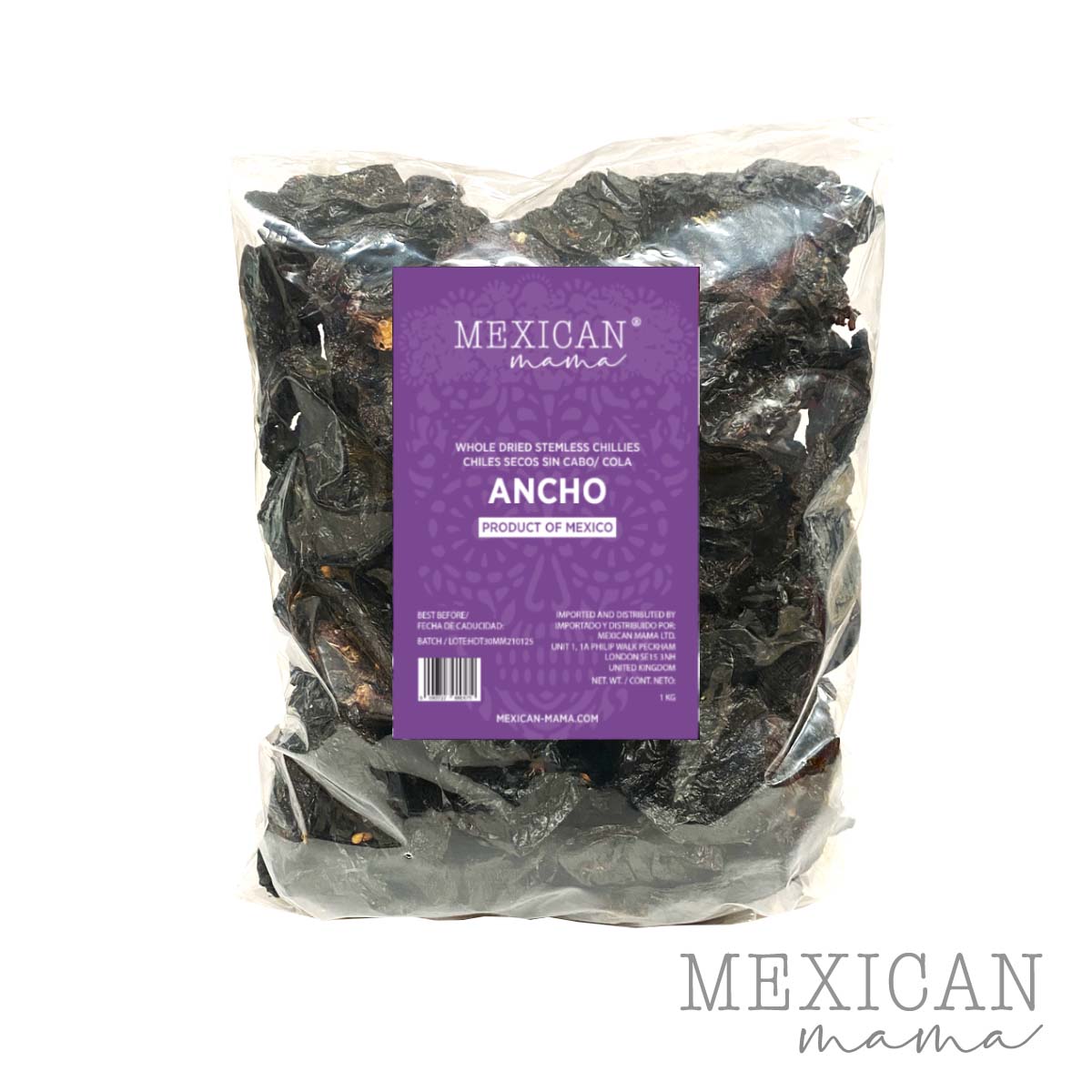 Mexican Mama Whole Dried Ancho Chillies 1Kg